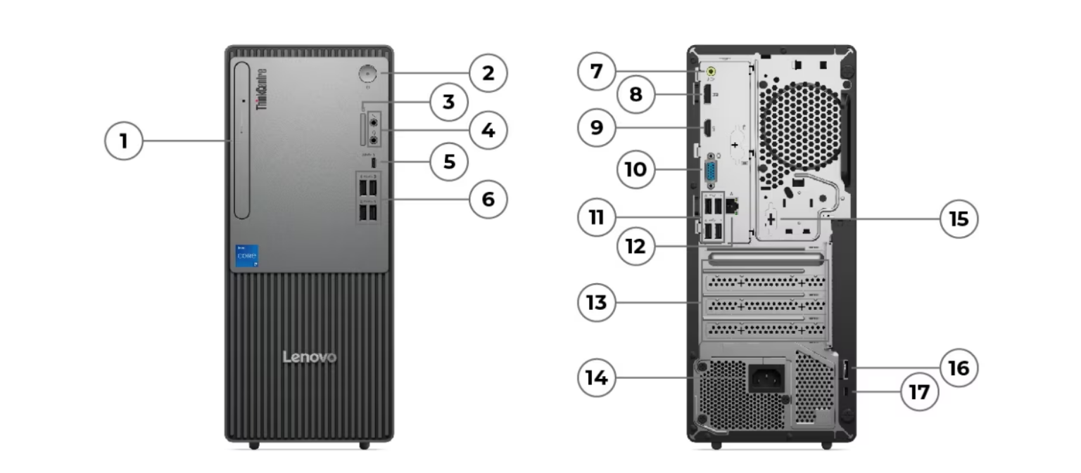 Lenovo ThinkCentre Neo 50t G5,TWR ,i5-14400, 8GB DDR4, 512GB SSD ...